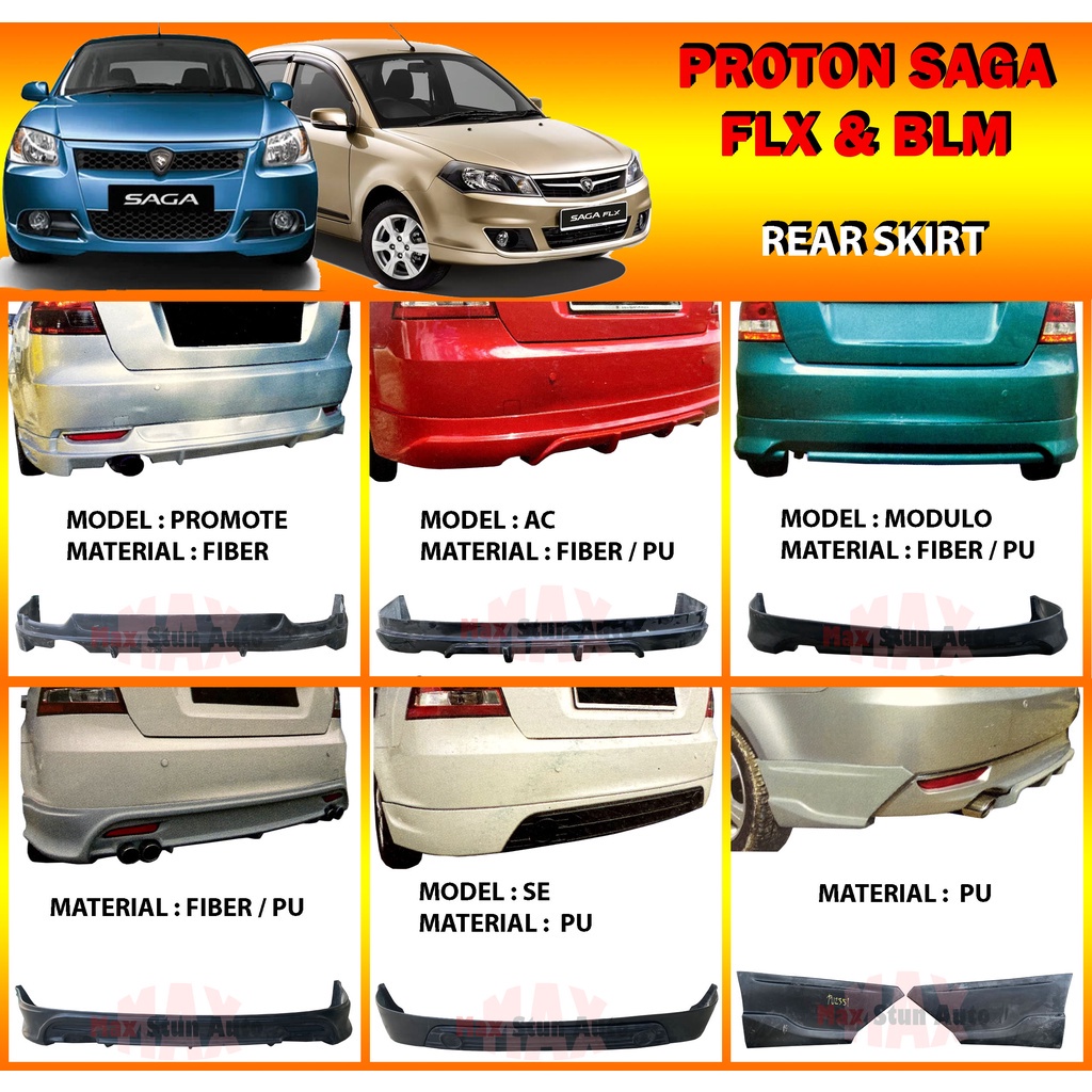 PROTON SAGA BLM FLX FL REAR SKIRT (AC,MD,MDL,SE,PROMOTE,SPIN)FIBER PU ...