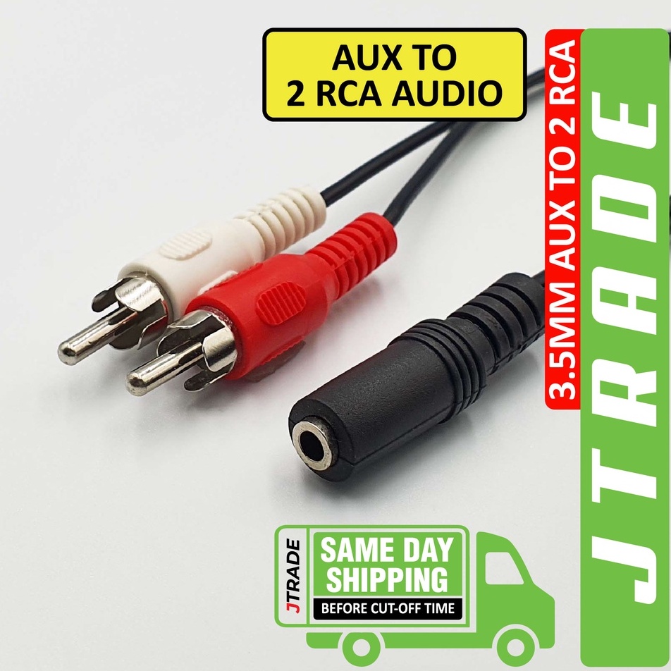 3.5mm Aux to 2 RCA Audio Cable Converter 30cm Stereo Audio JTRADE ...