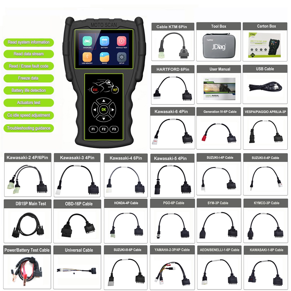 2024 Lastest Motorcycle Diagnostic tool JDiag M100 PRO Handheld Same ...