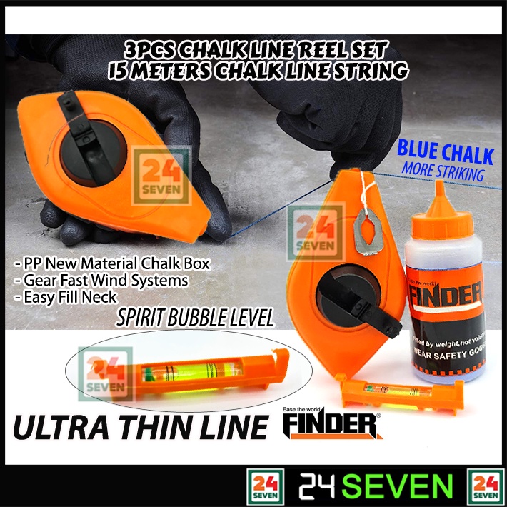 FINDER CHALK LINE REEL SET CHALK LINE MARKER 15M CHALK LINE STRING ...
