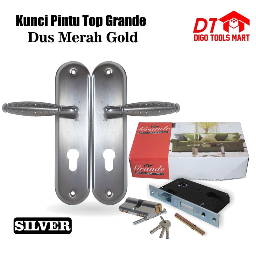 MERAH Top Grande Box Red Silver Cylinder Door Lock Full Set | Shopee ...