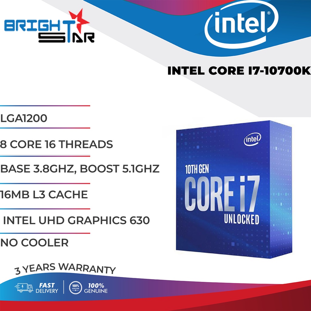 Intel Core 8 Core 16 Threads I7-10700K CPU LGA1200 | Shopee Malaysia