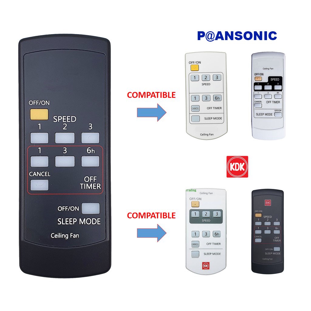 Panasonic KDK PKC-345 3 Speed Ceiling Fan Remote Control Replacement ...
