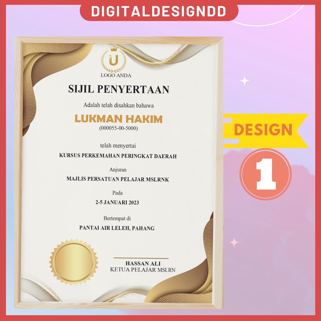 Sijil digital 48 template digital certificate pelbagai pilihan edit ...