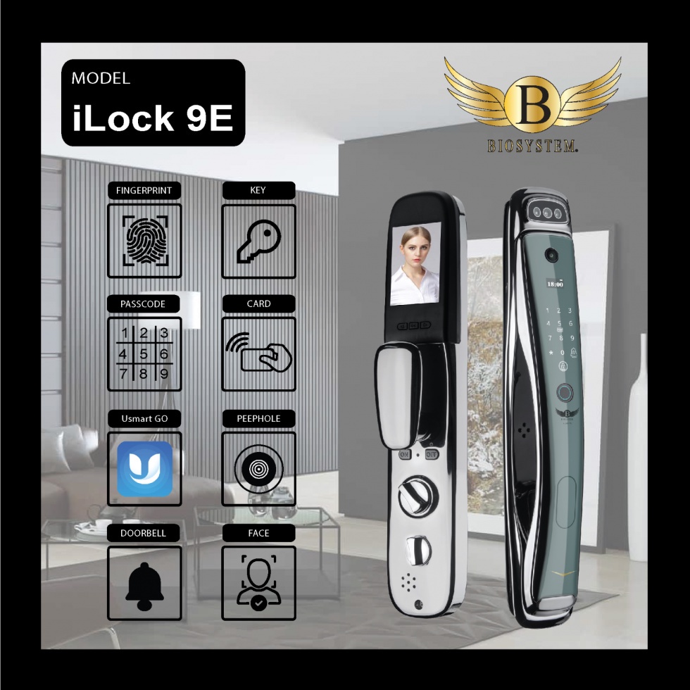 Biosystem iLock 9E Intelligent Digital Smart Door Lock Face / Fingerprint / Password / Card ...
