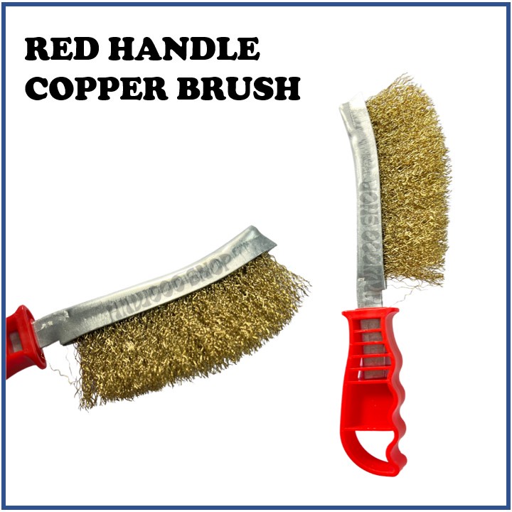 Pvc Red Handle Wire Copper Brush Portable Rust Remover Steel / Berus ...