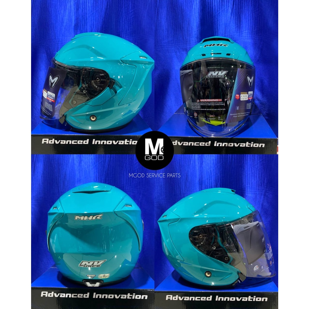 MHR HELMET SOLID PLAIN P939 OPEN FACE DOUBLE VISOR MOTORCYCLE HELMET ...