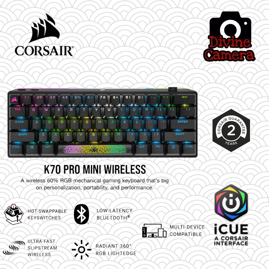 Corsair K70 PRO MINI WIRELESS 60% Mechanical CHERRY MX Red Switch ...