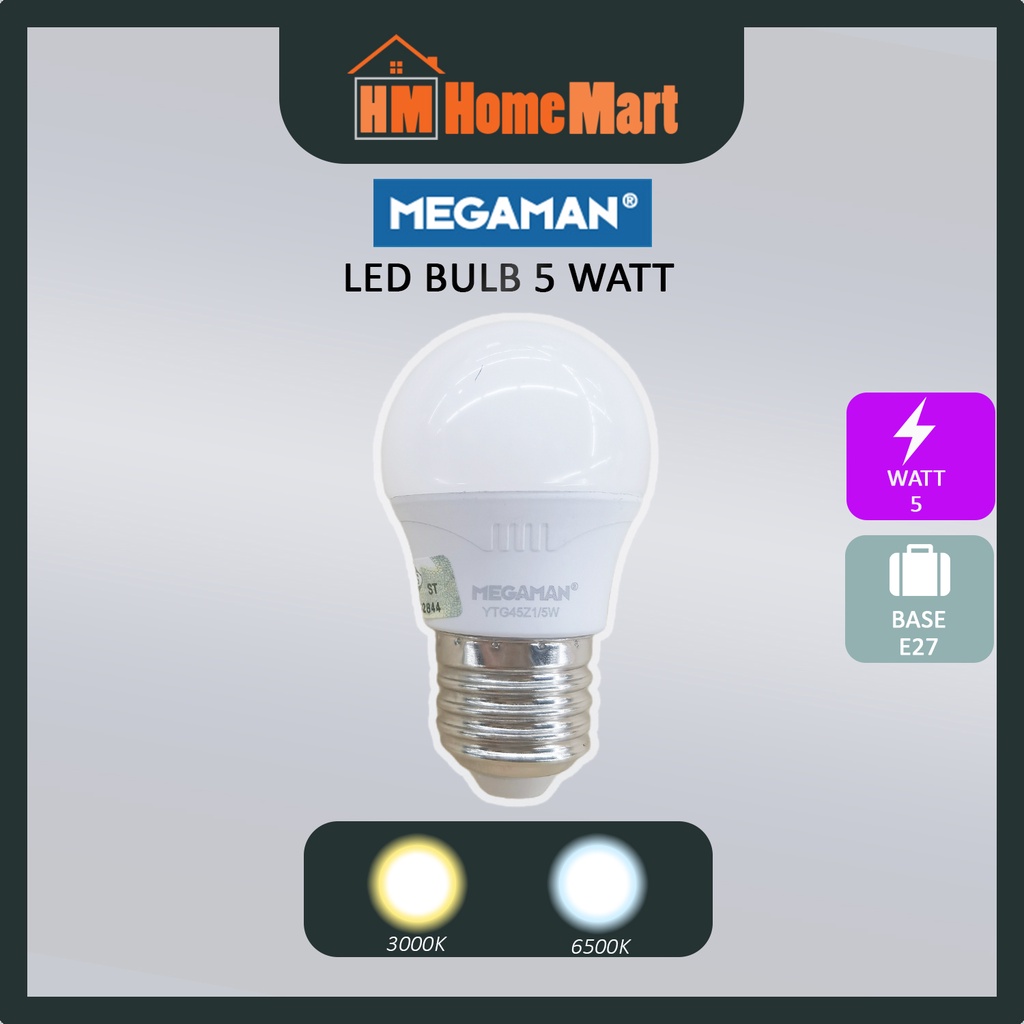 MEGAMAN LED Bulb 5W (3000K/6500K) (SIRIM) (1 Year Warranty) | Shopee Malaysia