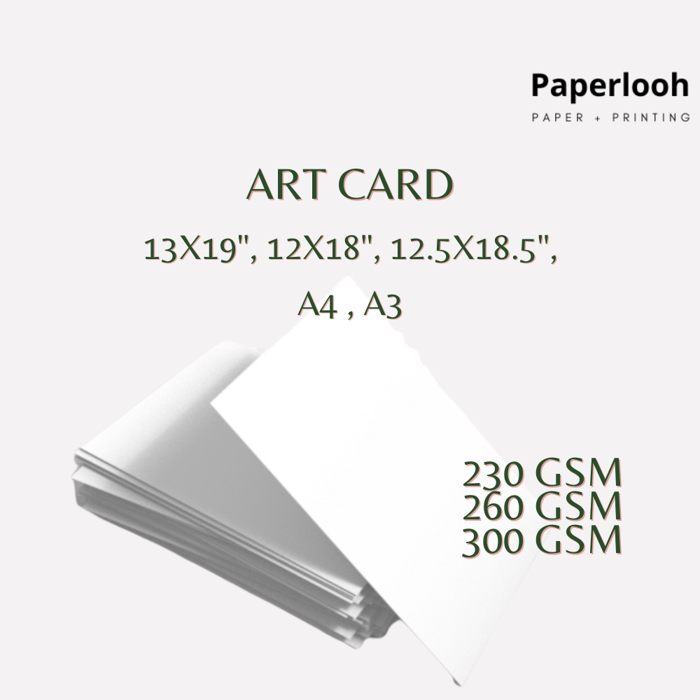 100pcs Art Card (2-Side Glossy) - 230gsm/260gsm/300gsm (13"X19"/12"X18 ...