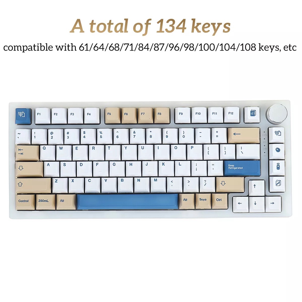 Thick PBT Cherry Profile Dye Sub 134 Button Soymilk Mechanical Key ...