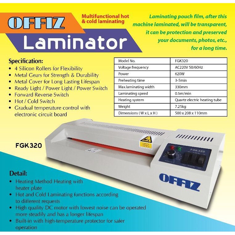 OFFIZ FGK-320 A3 Laminator Machine | Shopee Malaysia