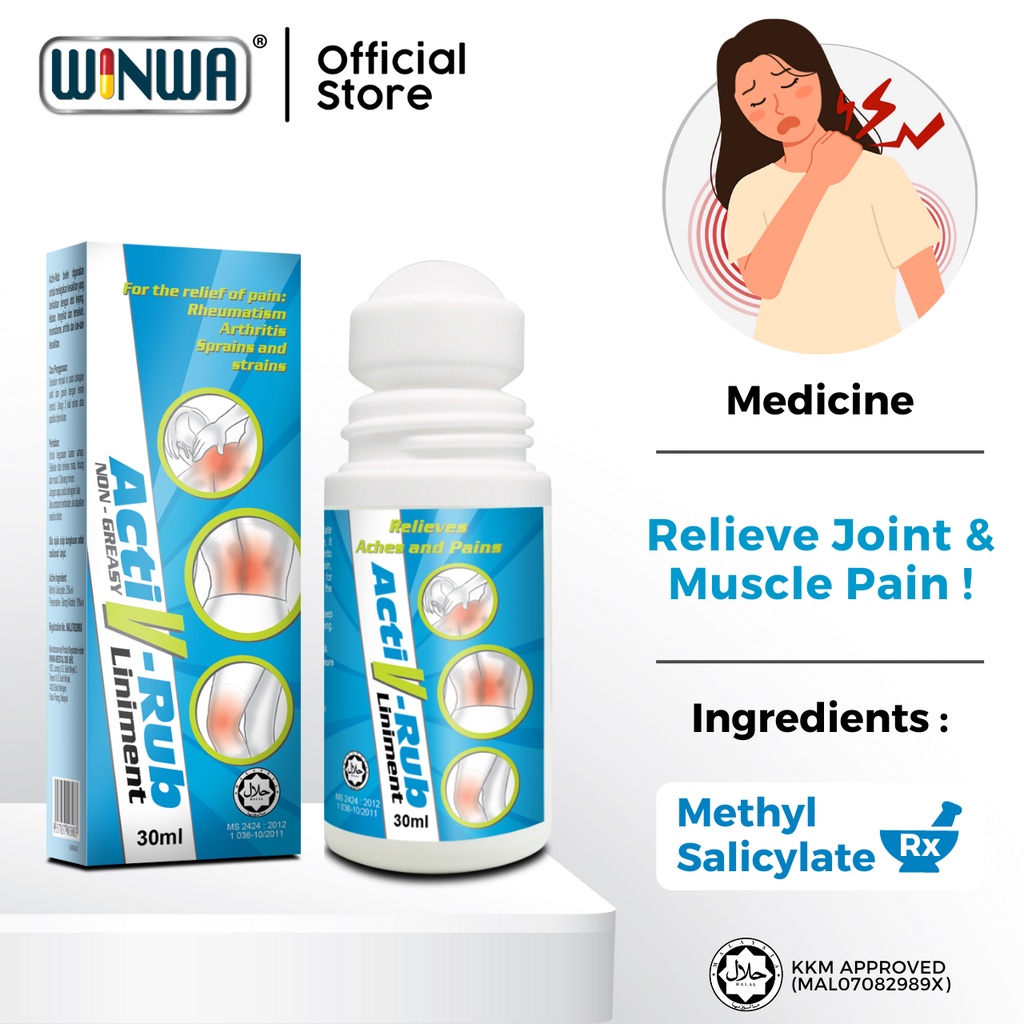 Activ-Rub Liniment Roll On Heat Rub For Muscle & Joint Pain (30ml ...