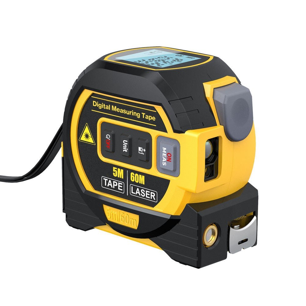 3 in 1 Laser Rangefinder 60m Measure Ruler Backlight LCD Display ...