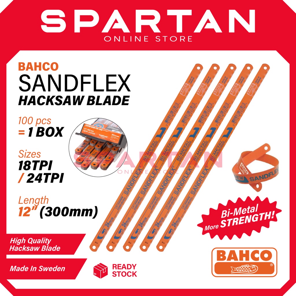 [100% Original] Bahco 18TPI / 24TPI 8D/10D New Sandflex BI-Metal Hack ...