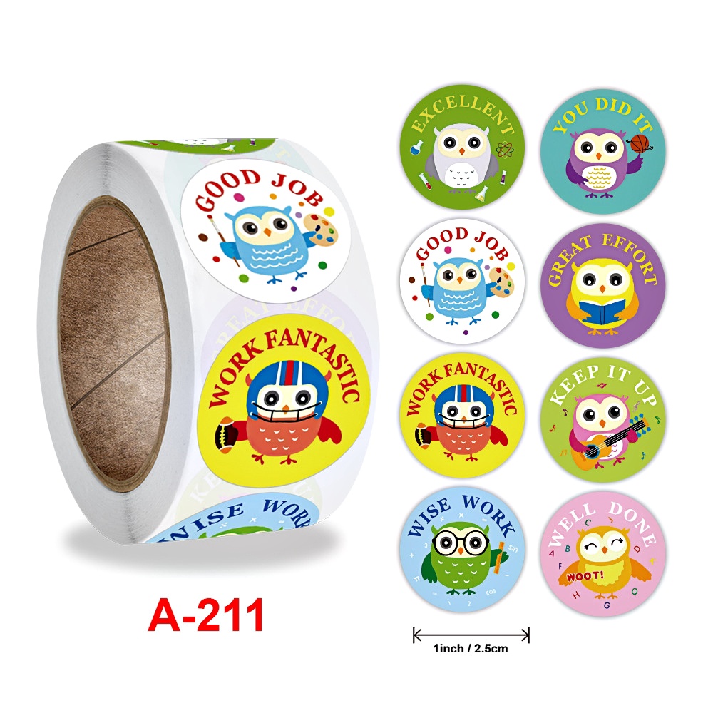 500pcs/roll REWARD Sticker Kids Children School Work Great Gift Cartoon ...