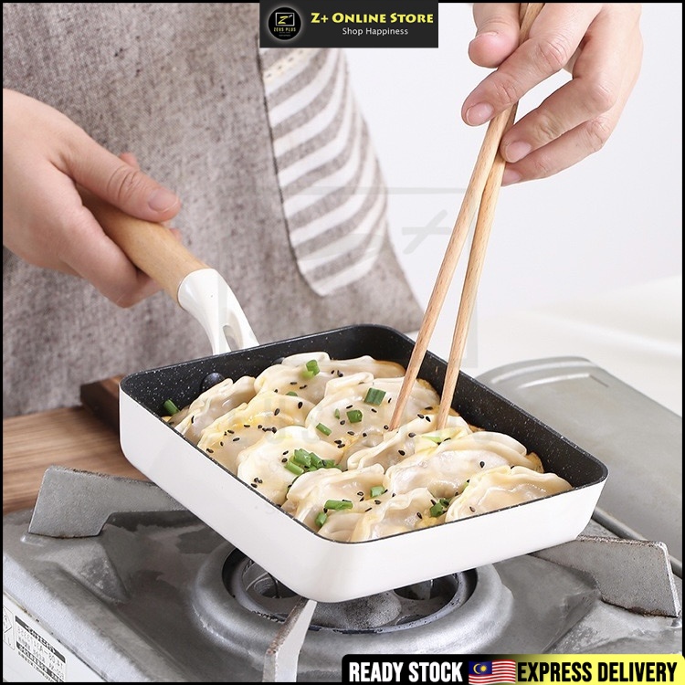 ZPLUS Japan White Tamago Tamagoyaki Pan Wooden Handle Square Omelette ...