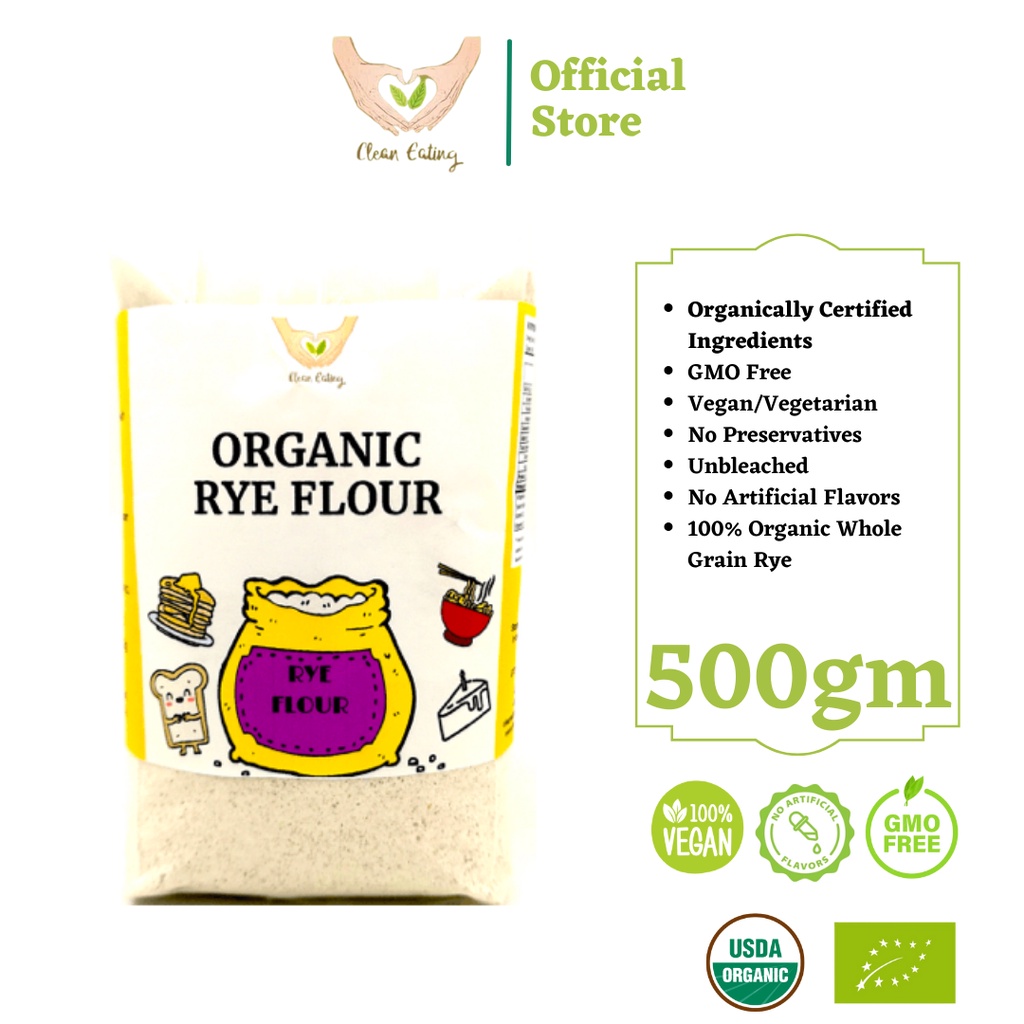 CLEAN EATING Organic Rye Flour (Coarse) 500g / Tepung Rai - Halal ...