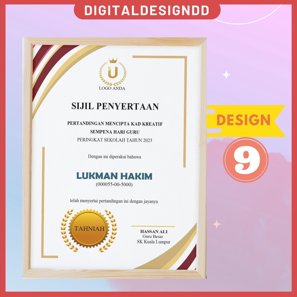 Sijil digital 48 template digital certificate pelbagai pilihan edit ...