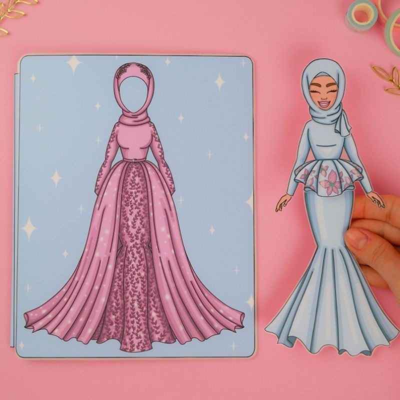 Paper dolls muslimah outfit dress up activity paper dolls busy book ...