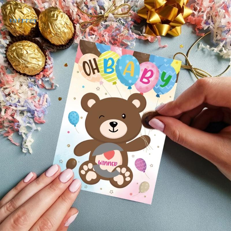 VA Baby Shower Games 24 Raffle Cards Bear Theme Scratch Off Scratcing ...