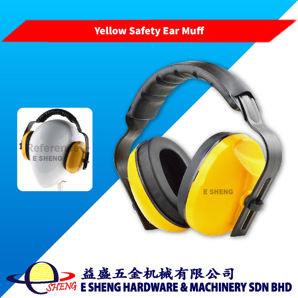H/D Yellow Safety Protector Ear Muff Adjustable Height Rubber Headband ...
