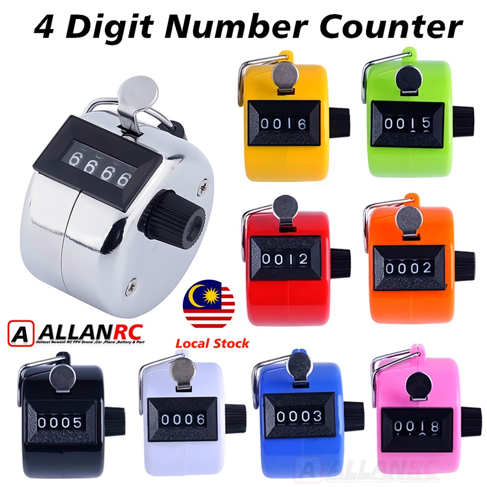 Mini Hand Tally Counter 4 Digital Number Manual Counting Finger Clicker ...