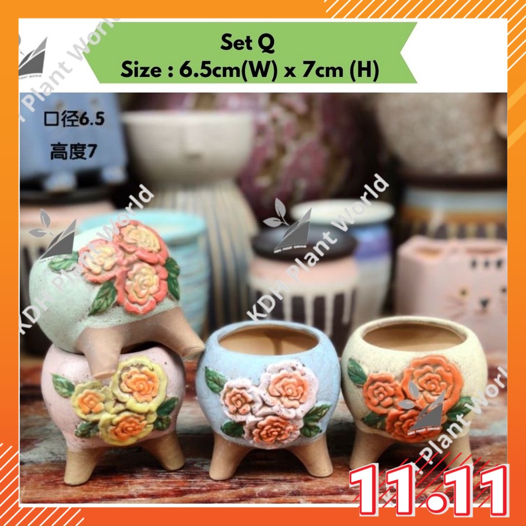 KDH Ready Stock Cute Flower Pot Succulent Cactus Pot Pasu Bunga Sukulen ...