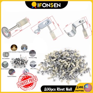 🔥MY Stock🔥200pcs Round Steel Nails Manual Rivet Gun Tool Ceiling ...