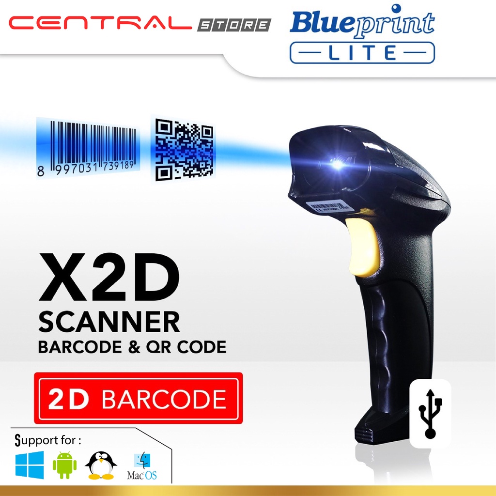 Barcode Scanner CCD 2D BLUEPRINT X2D USB Auto Scan Barcode And QR code ...