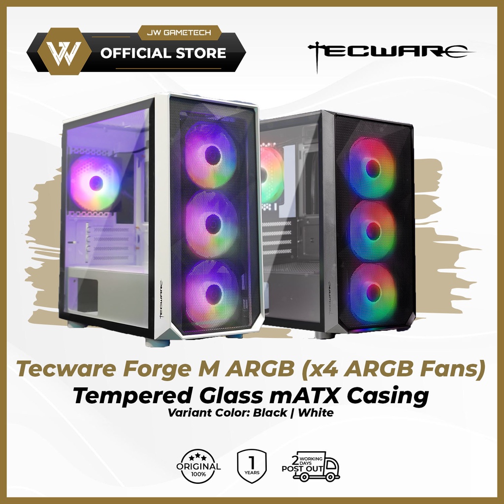 Tecware Forge M ARGB / Forge M Stealth Black TG MATX Gaming Case - ARGB ...