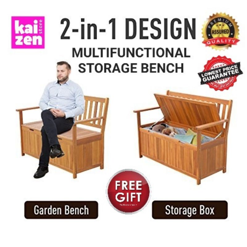 🌈KAIZEN STORE MALAYSIA🌈 2-in-1 Multifunctional Storage Patio Bench with ...