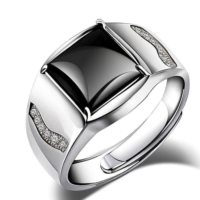 Finger Ring For Men Luxury Gentleman's Onyx Open Rings For Boys Friends ...