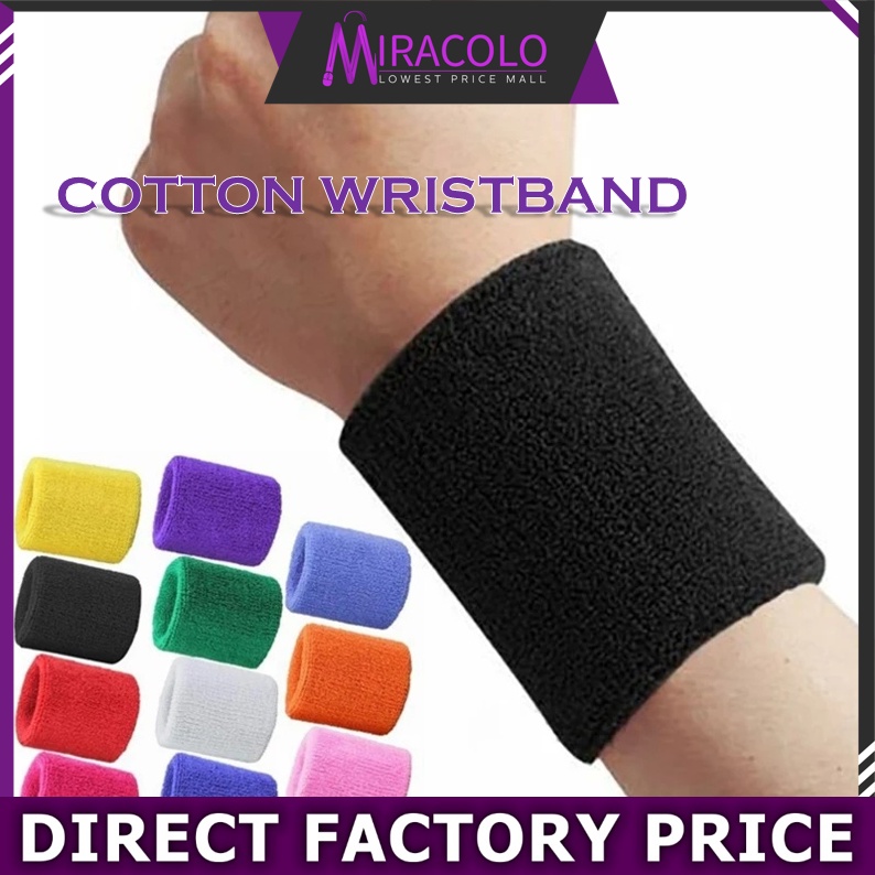 MIRA Sport Wristband Sweatband Cotton Hand Band For Gym Tennis Squash ...