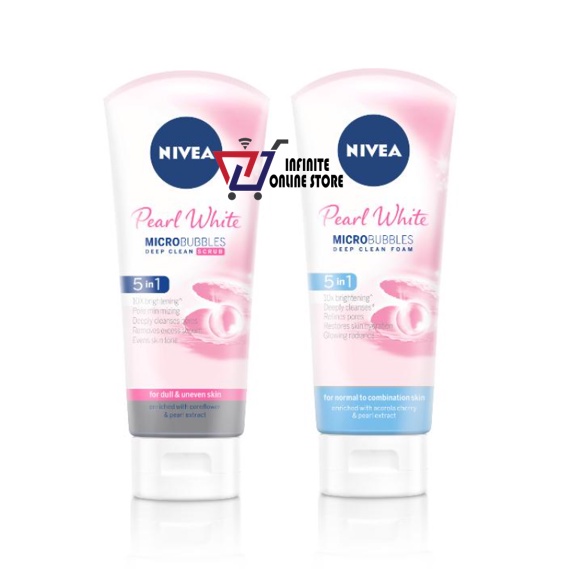 NIVEA Pearl White Microbubbles Deep Clean (100g) (Foam / Scrub ...