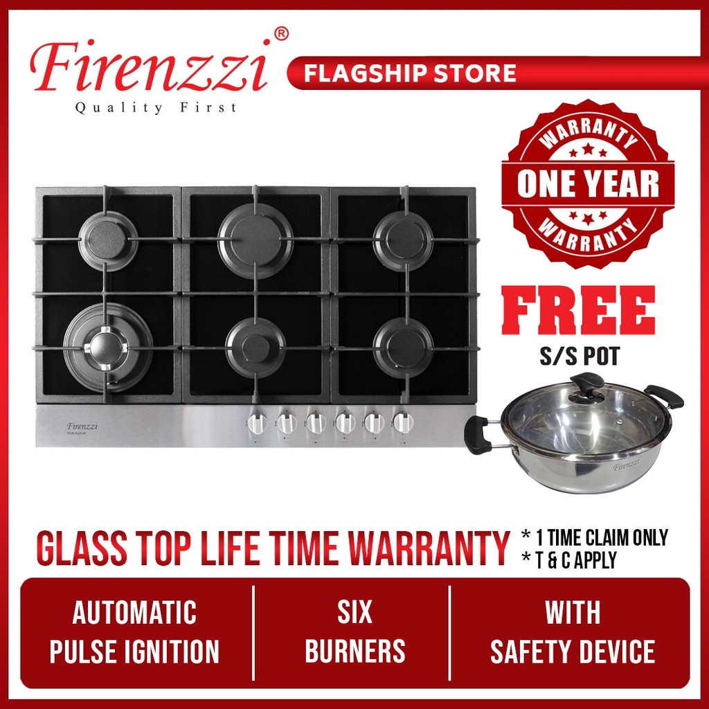 Firenzzi Italian Designer 6 Burners Built-in Gas Hob FGH-9618 SP ...