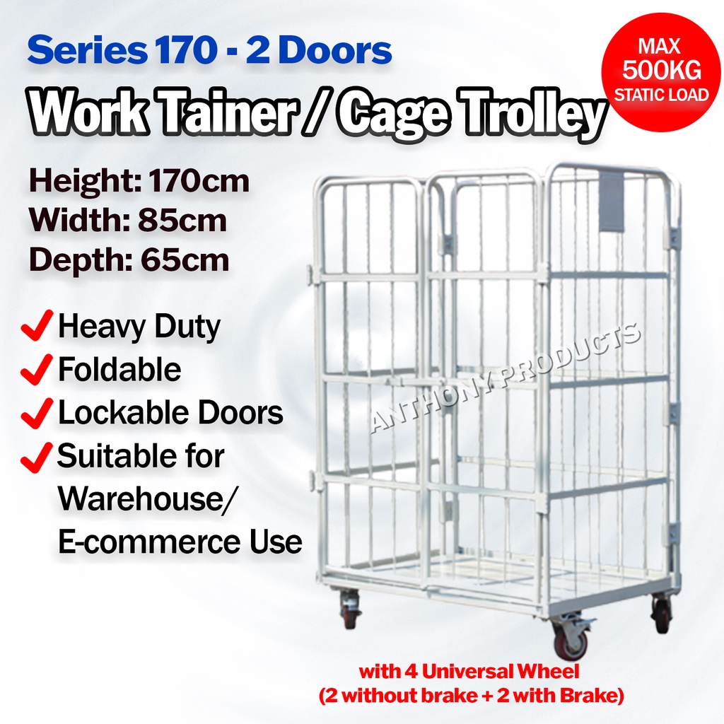 Work Tainer 2 DOORS Trolley Logistic Warehouse Picking Portable Cage ...
