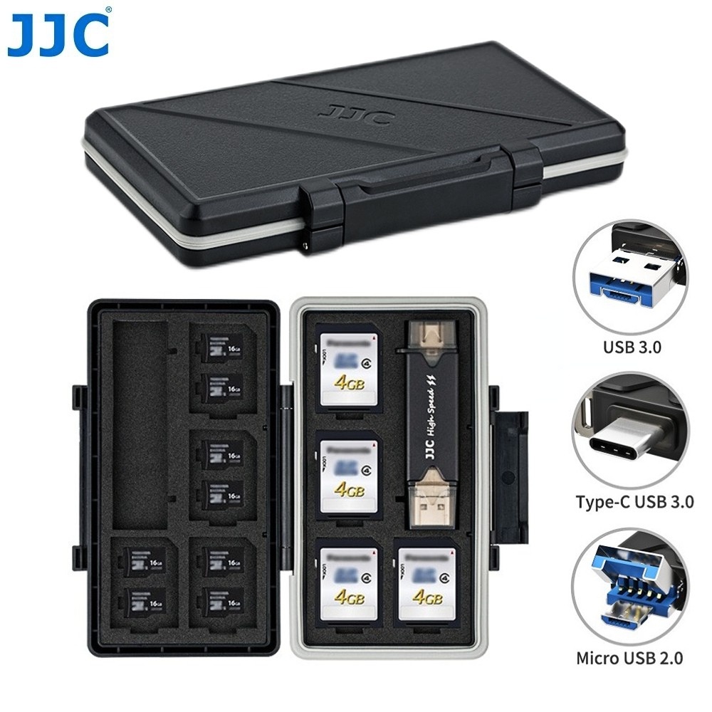 JJC Ultra-slim SD MSD TF Memory Card Case with 3-in-1 Card Reader USB 3 ...