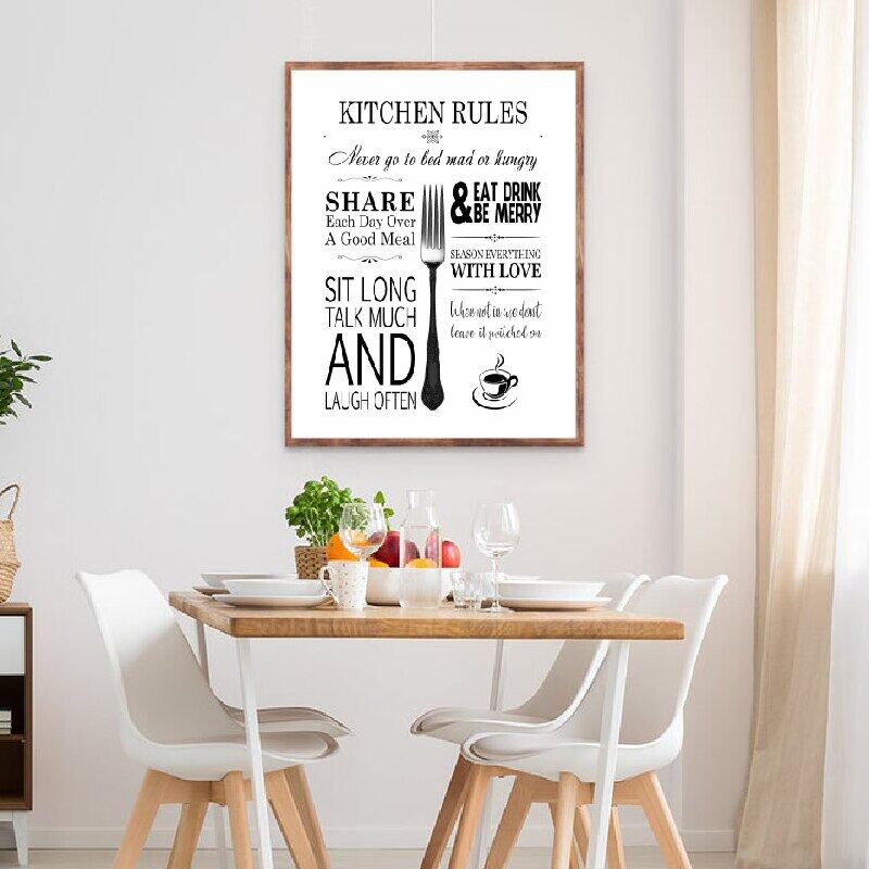 Canvas Painting Home Decor Modular Pictures Prints Kitchen Rules Sign ...