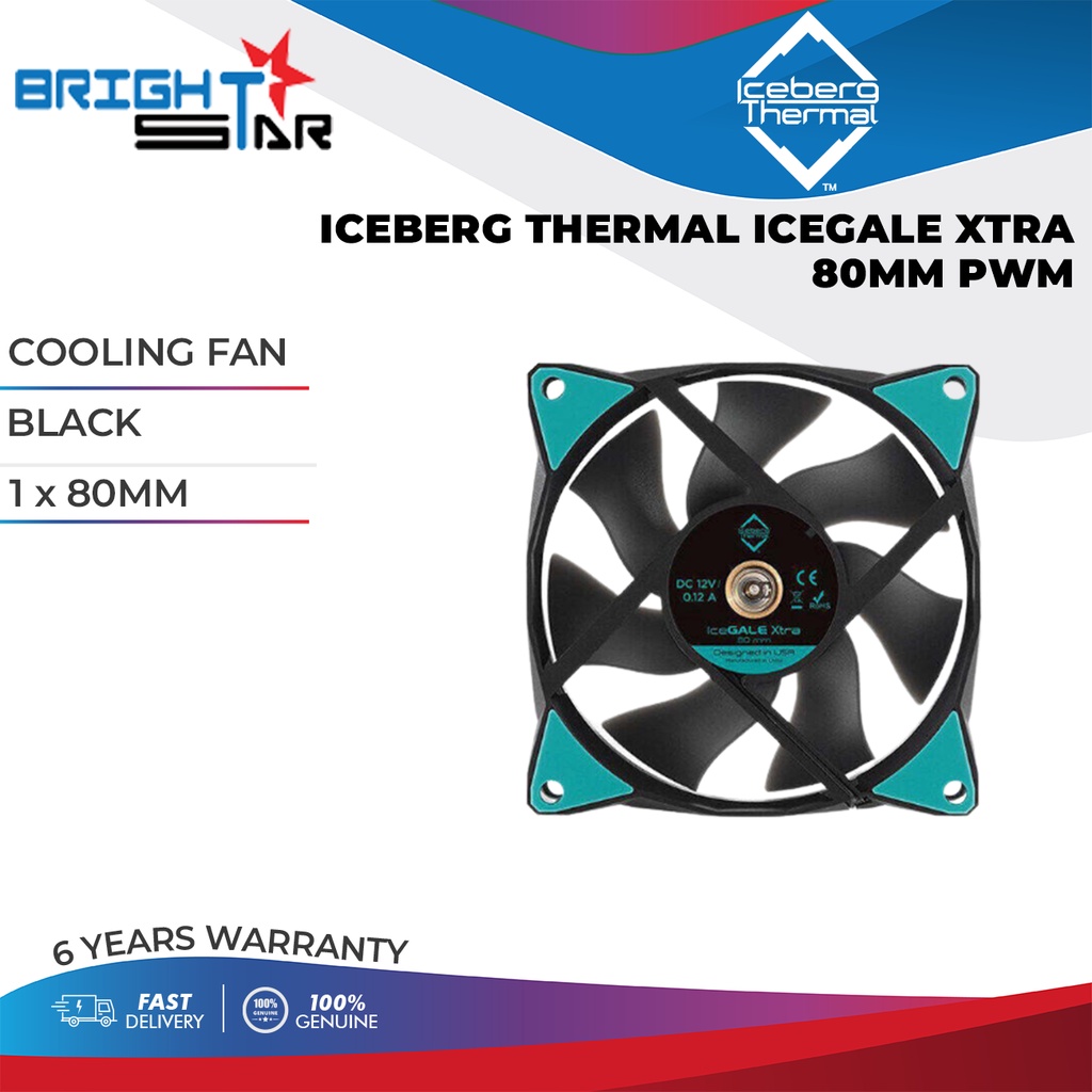 Iceberg Thermal IceGALE Xtra 80Mm PWM Cooling Fan Black / Gray / Teal ...