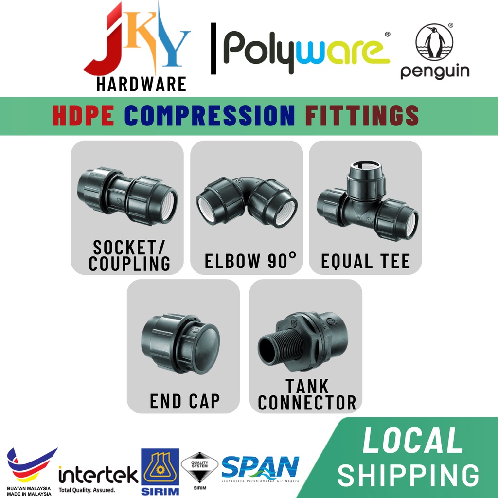 HDPE Poly Fitting Poly Pipe Connector Socket Coupling Elbow 90° Equal Tee End Cap Tank Connector ...
