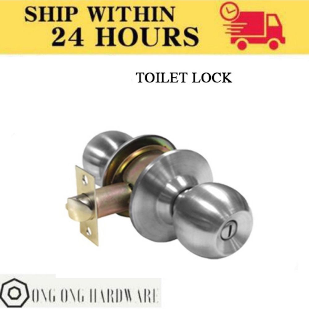 BATHROOM CYLINDRICAL KEYLESS KNOB DOOR LOCK S/S Stainless Steel ...