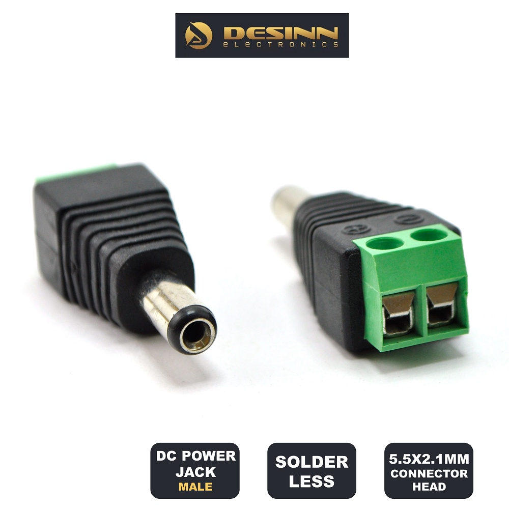 DC 5.5mm x 2.1mm Solderless Power Connector Male 12V 24V Jack for CCTV ...