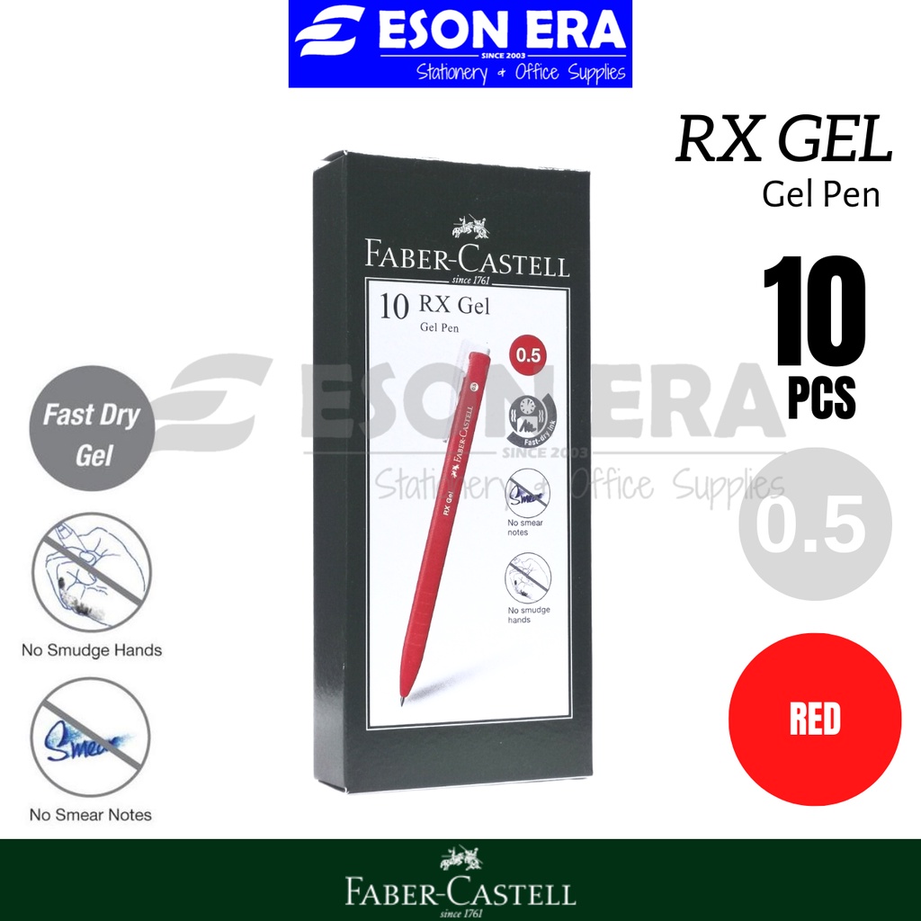 Faber-Castell RX GEL Gel Pen 10pcs/box 0.5mm / 0.7mm Fast Dry Ink ...