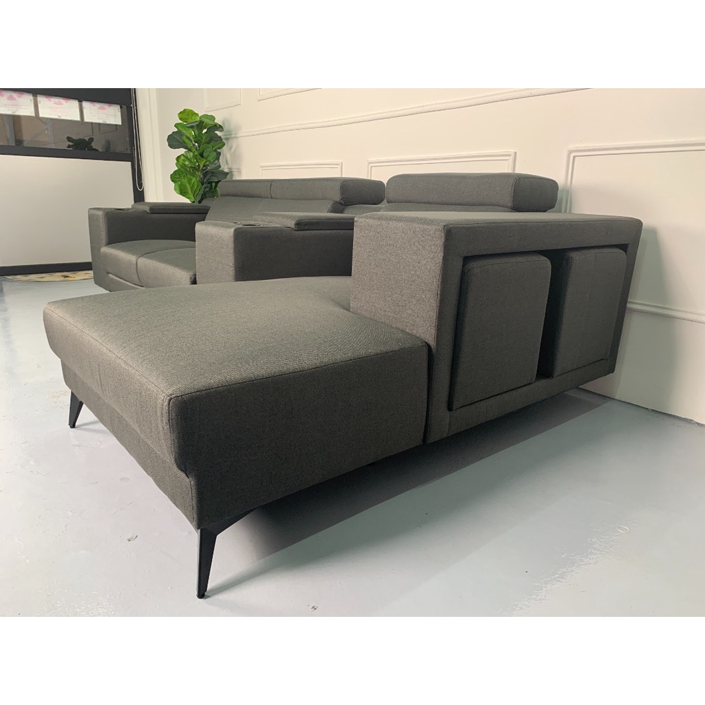 MYHOUSE Furniture 9ft Wide L Shape Sofa With Storage Box and Small ...