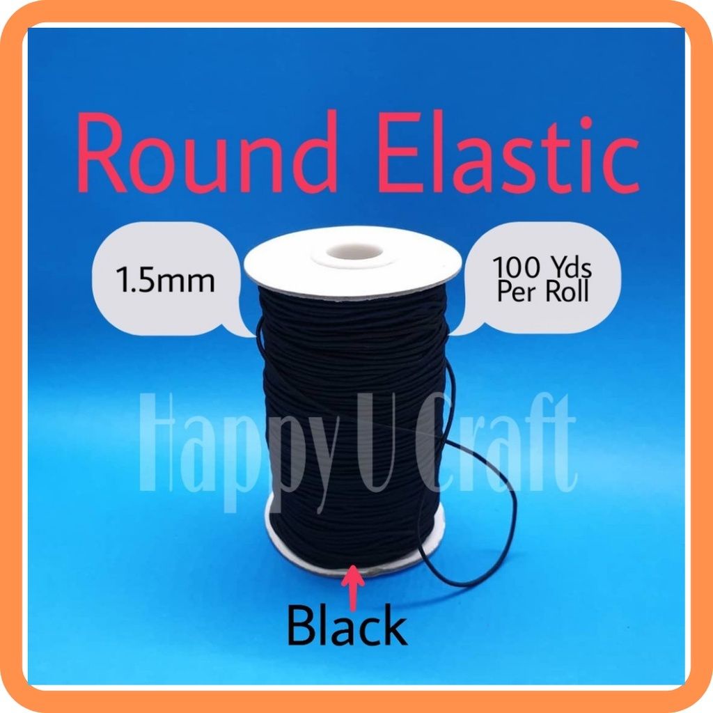 1.5mm Round Elastic Band (Black)/1.5mm Getah Bulat (Hitam)/Buatan ...