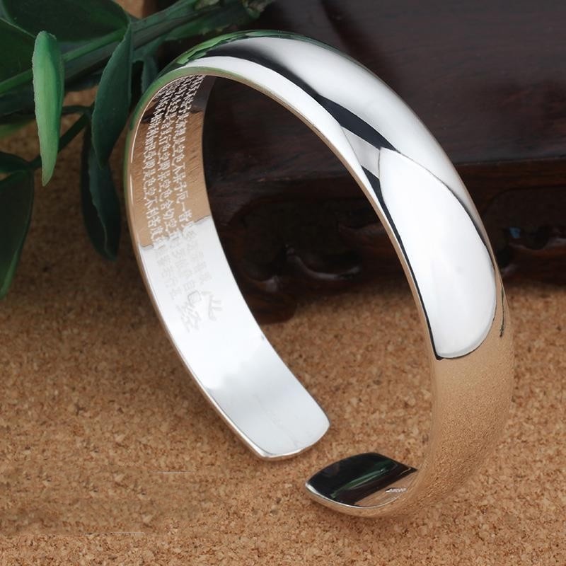 Men Silver Bracelet Classic Silver Plated Domineering Simple Glossy ...