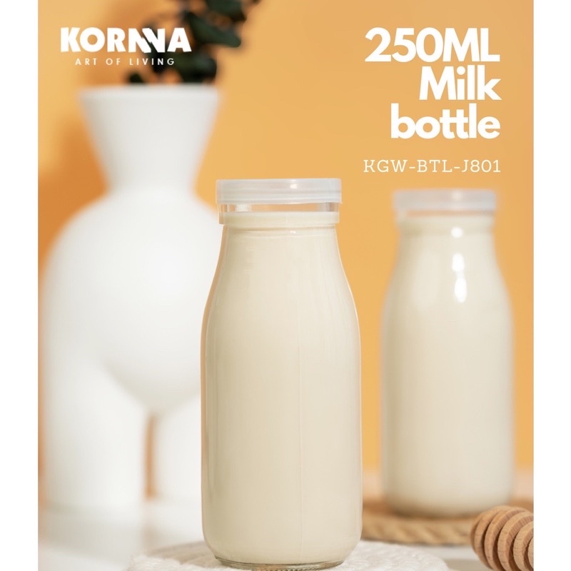 [Set Of 2] High Quality Glass Milk Round Bottle With Lid | Shopee Malaysia