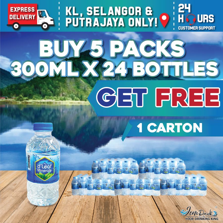 BUNDLE OF 5 PACKS : D'LEAF MINERAL WATER 300ML x 24 BOTTLES | Shopee ...