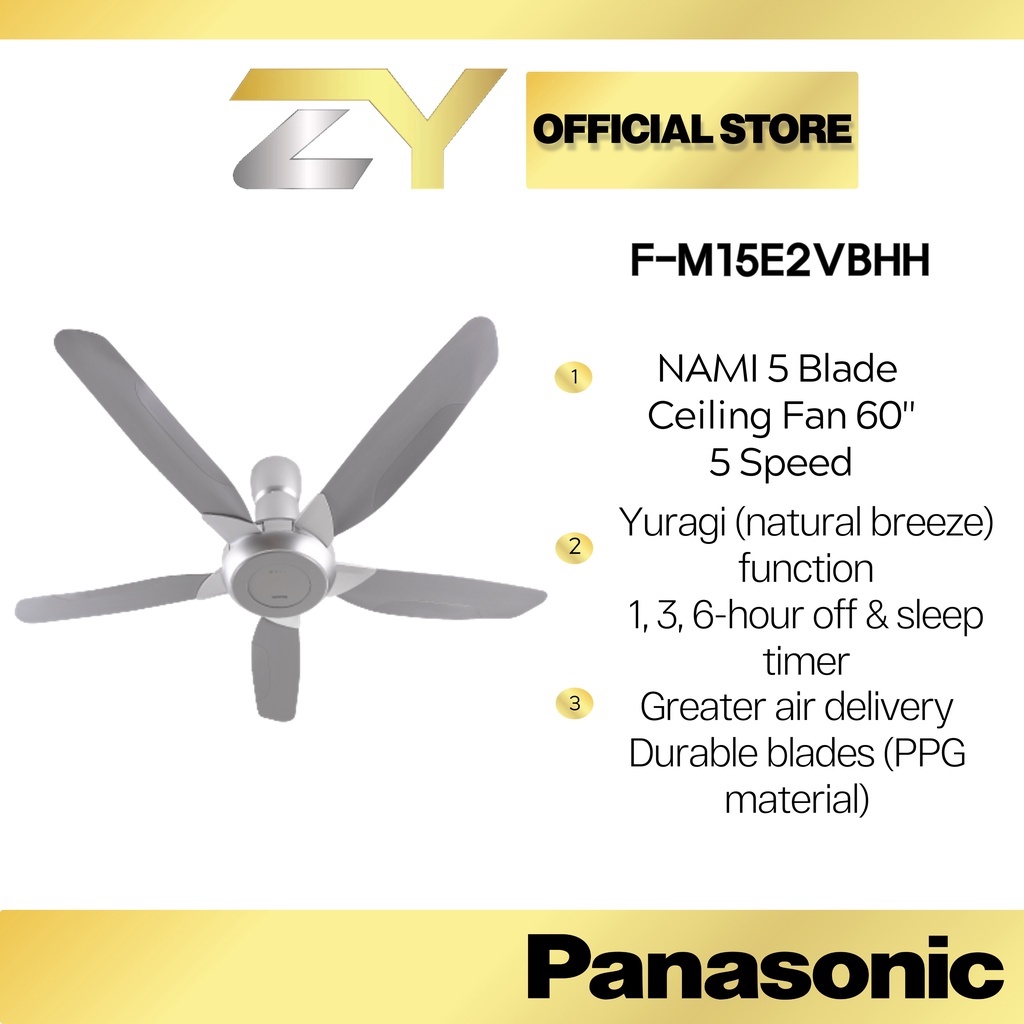 Panasonic NAMI 5 Blade Ceiling Fan Kipas Siling F-M15E2VBHH (60 ...